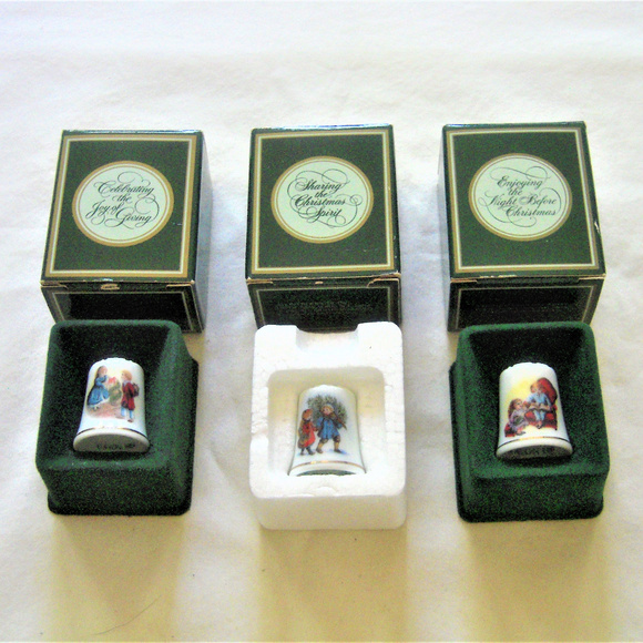 Avon | Holiday | Vintage Avon Thimbles 22k Gold Trimmed Porcelain ...